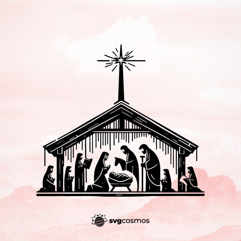 Christmas Nativity Clip Art Black And White